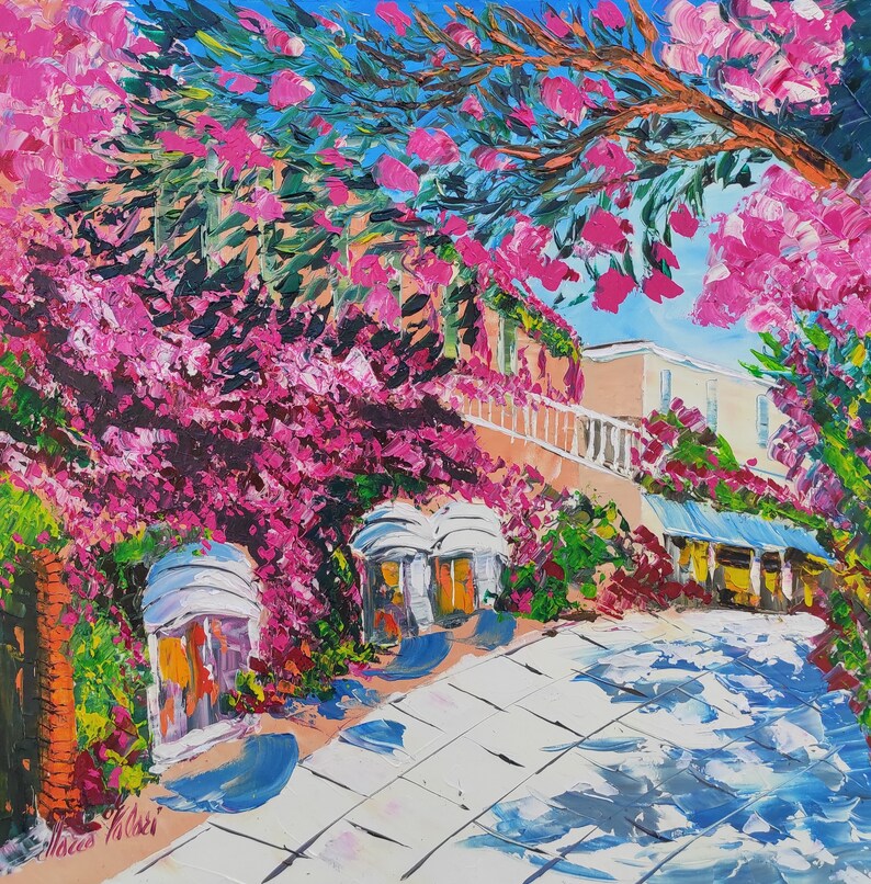 Capri Painting on Canvas Wall Art Decor Gift Idea. Oil on - Etsy