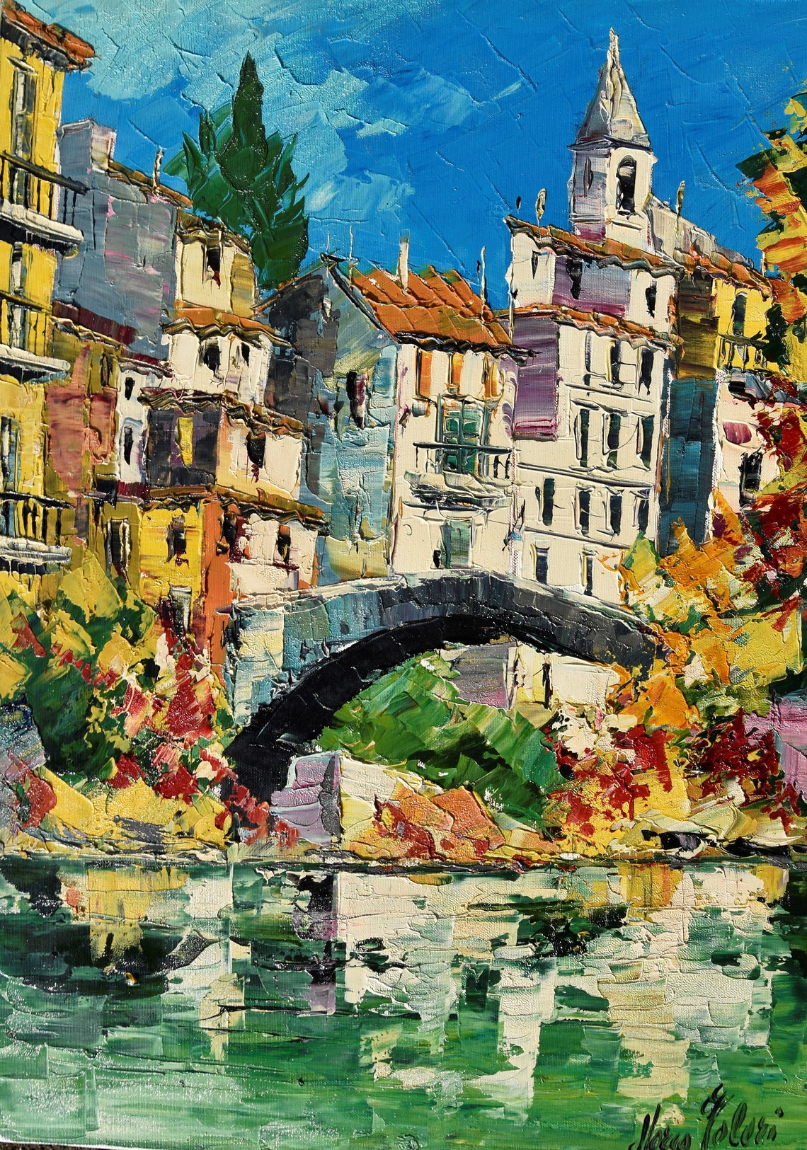 Como Lake Painting on Canvas Corenno Wall Art Decor Gift - Etsy