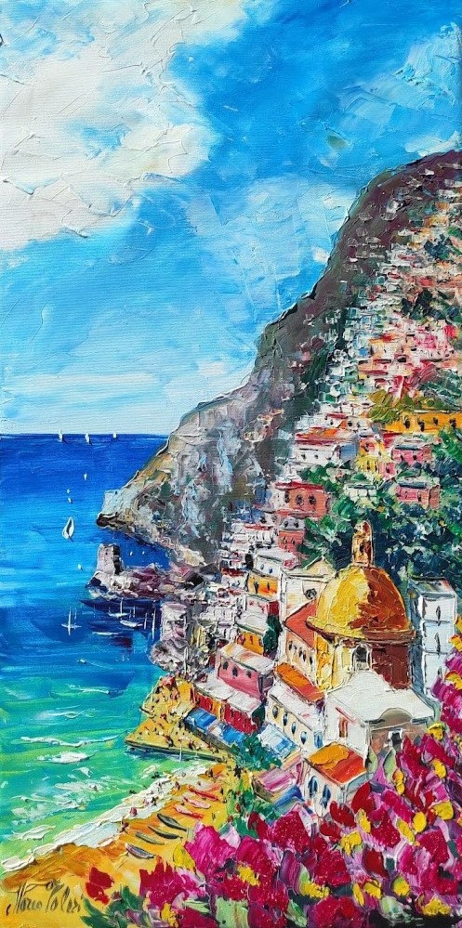 Positano Painting on Canvas Wall Art Decor Gift Idea. Oil on | Etsy