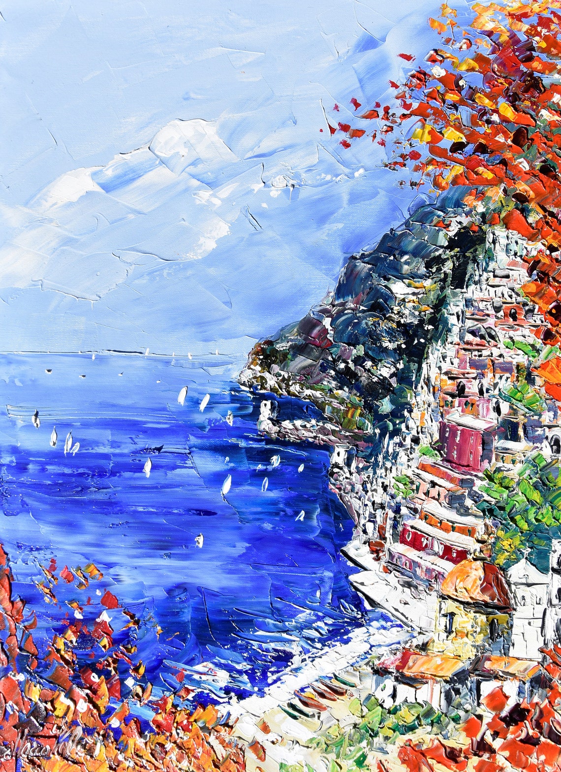 Positano Painting Painting on Canvas Wall Art Decor Gift | Etsy