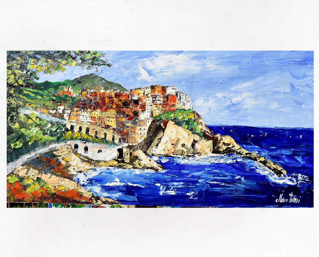Manarola Painting on Canvas, Cinque Terre, Wall Art Decor, Gift Idea ...