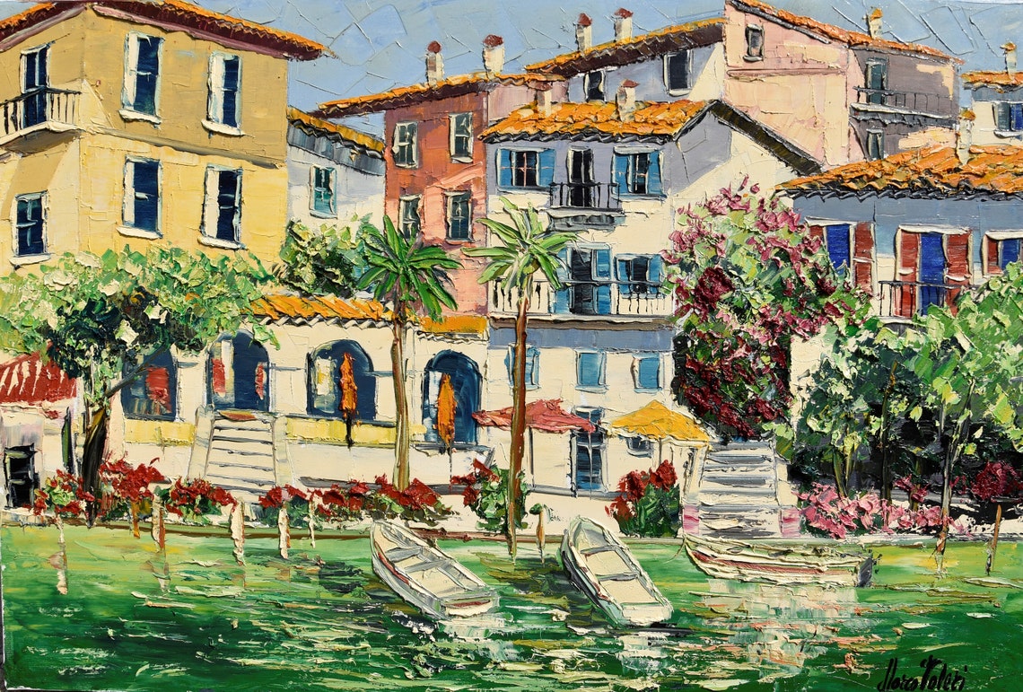 Como Lake Painting on Canvas Wall Art Decor Gift Idea. Oil - Etsy