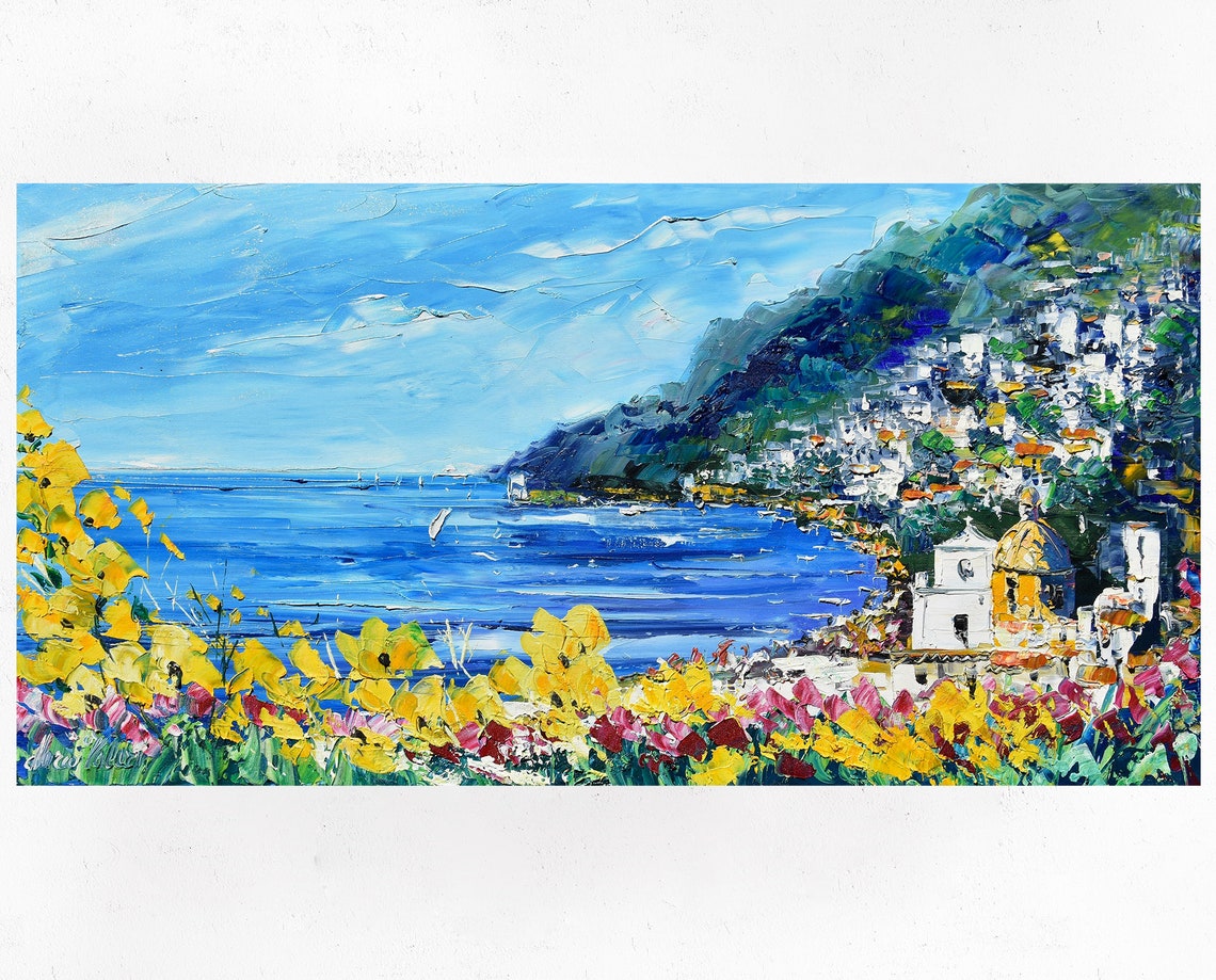 Positano Painting on Canvas Wall Art Decor Gift Idea. Oil on - Etsy