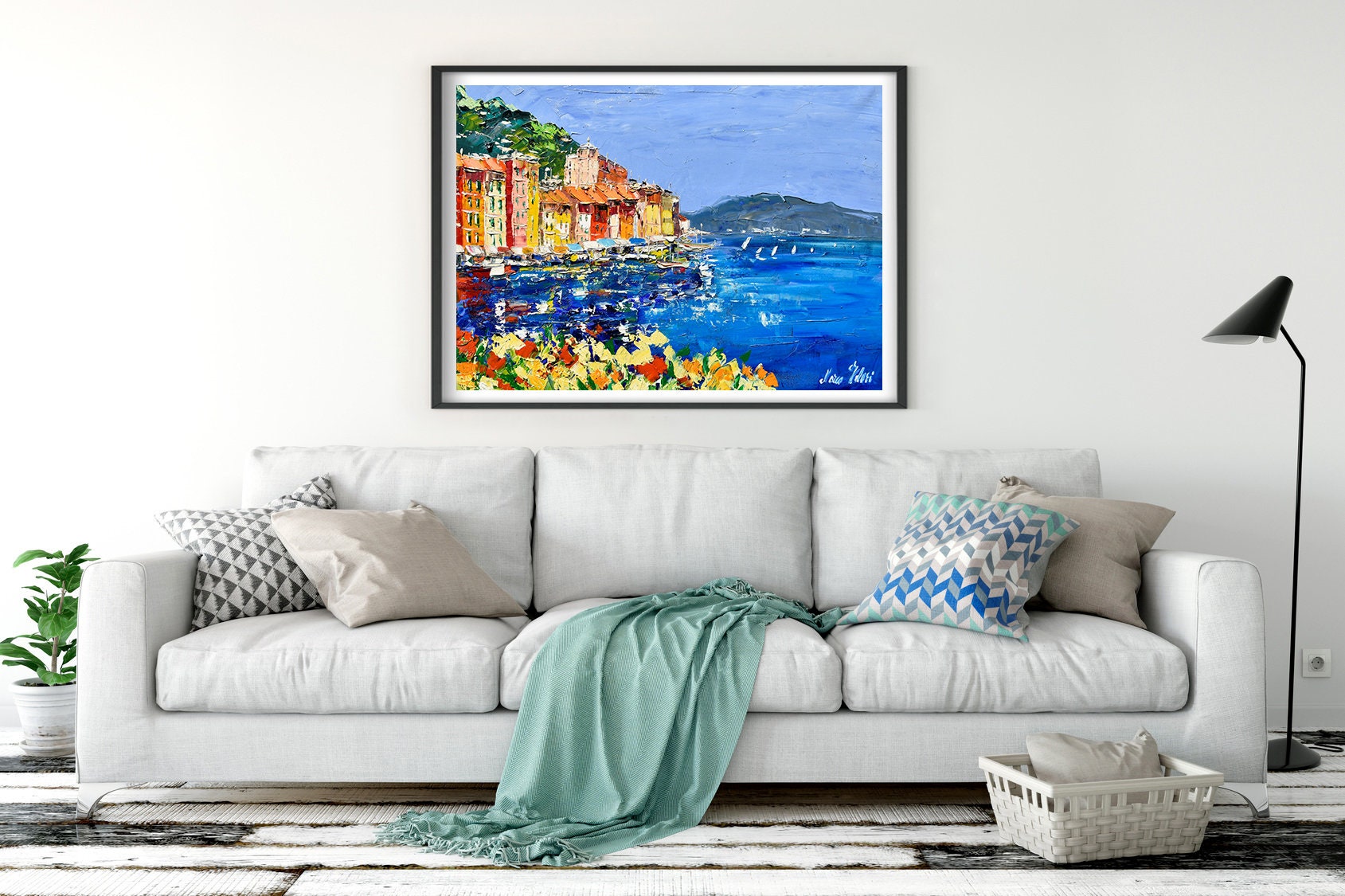 Portofino Oil Painting on Canvas, Paesaggio Marino Moderno Italiano ...