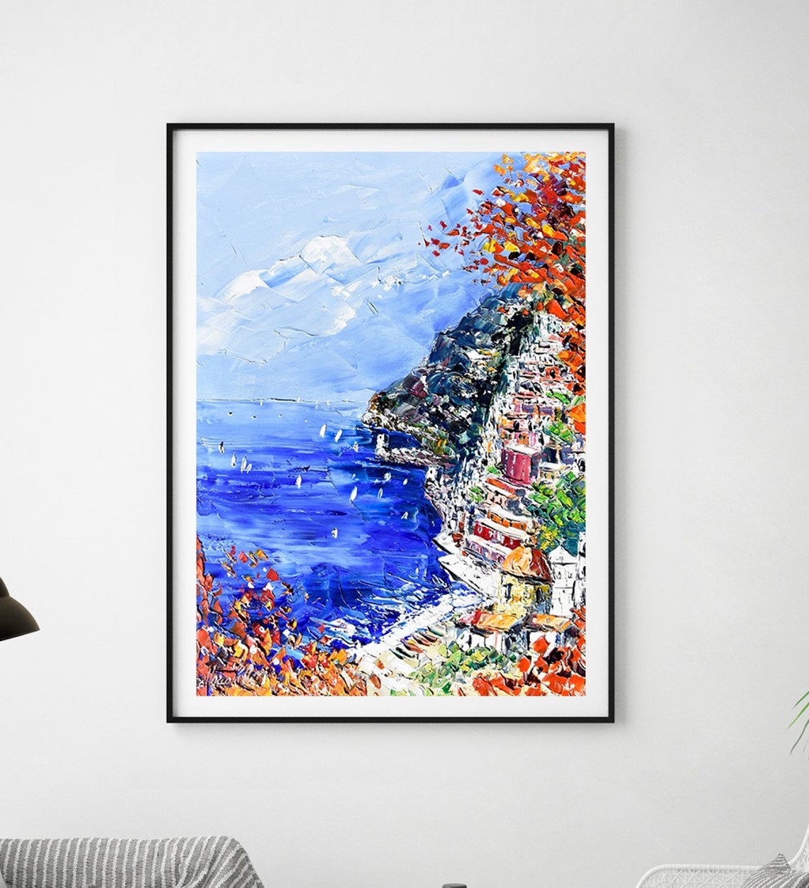 Positano Painting Painting on Canvas Wall Art Decor Gift | Etsy