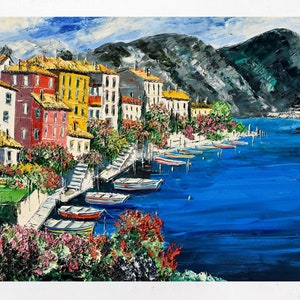 Como Lake Painting on Canvas, Wall Art Decor, Gift Idea. Oil on Canvas ...