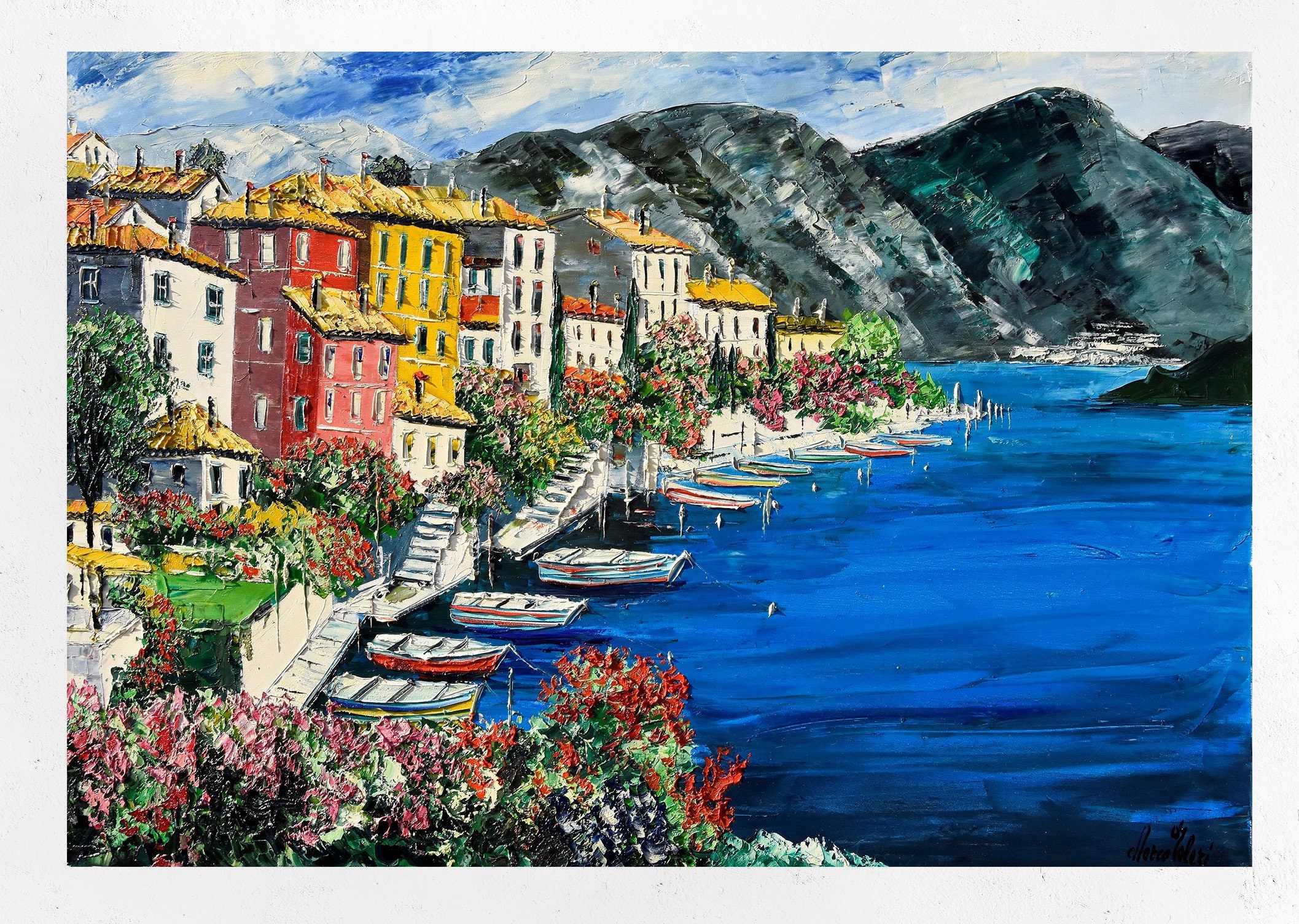Como Lake Painting on Canvas Wall Art Decor Gift Idea. Oil - Etsy