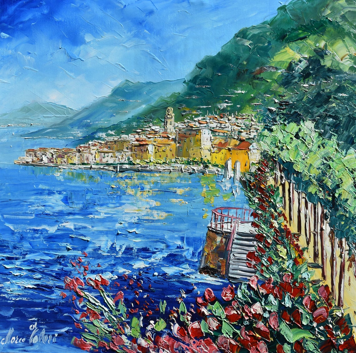 Bellagio Painting on Canvas Como Lake Gift Idea Wall Art - Etsy