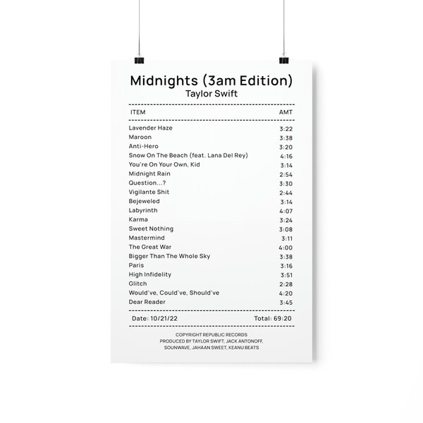 Poster Album Receipt Art Posters - Etsy