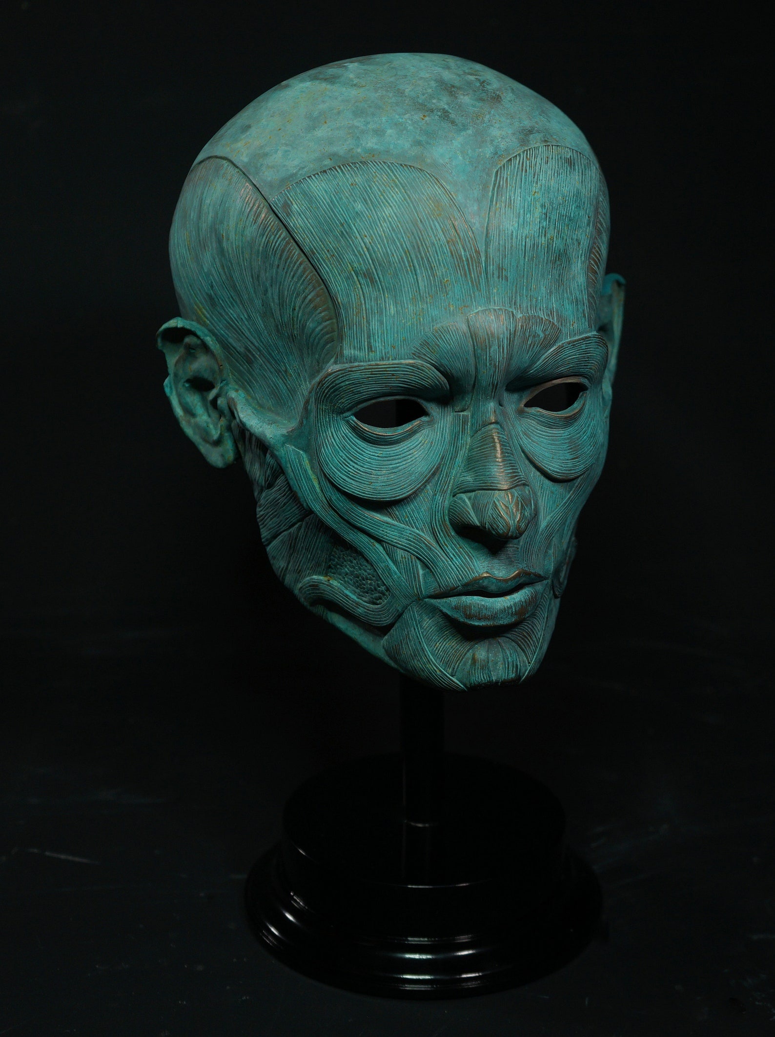 Bronze Verdigris Oxidized Patina Ecorche Display Mask With Stand - Etsy