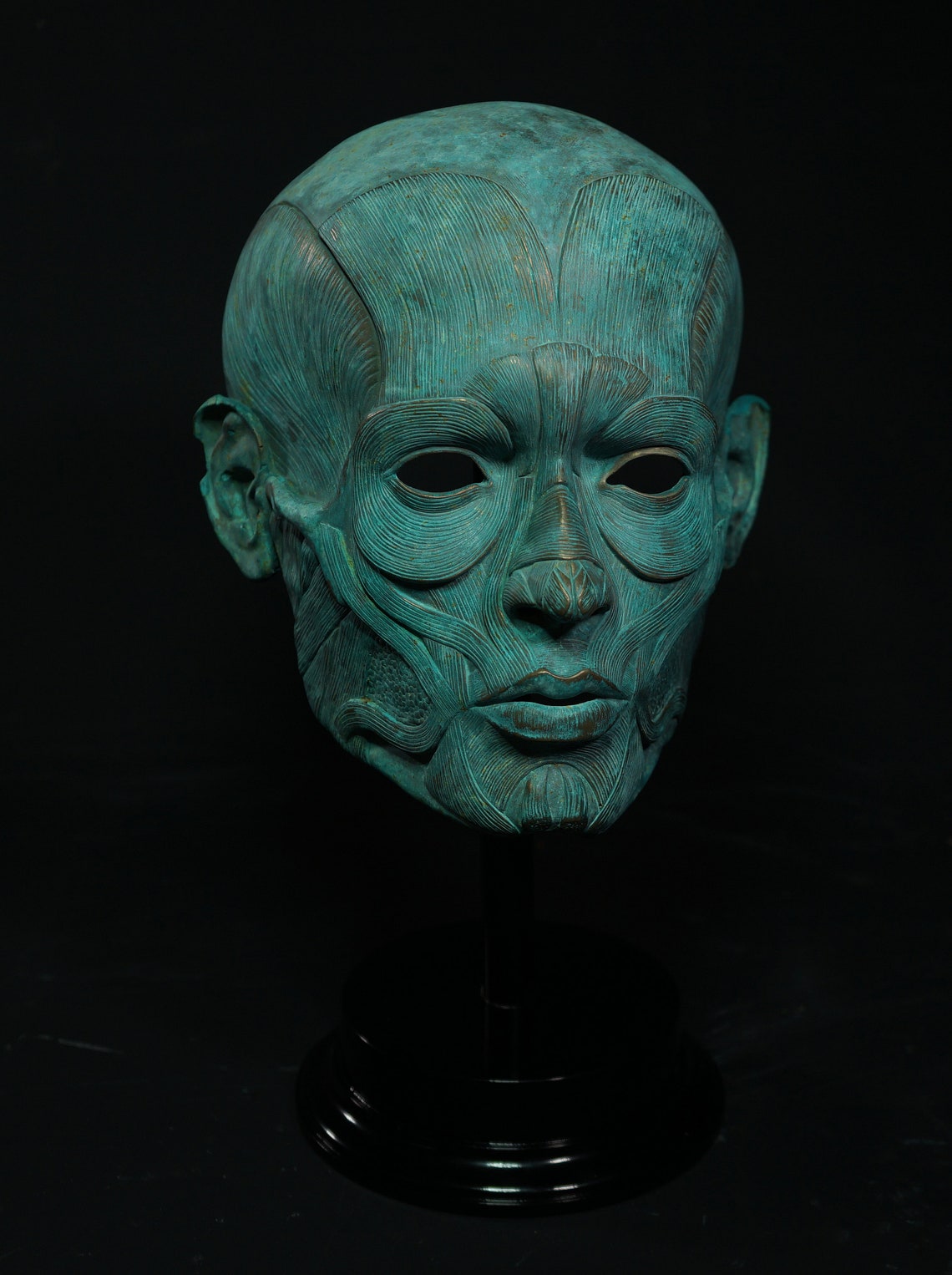 Bronze Verdigris Oxidized Patina Ecorche Display Mask With Stand - Etsy