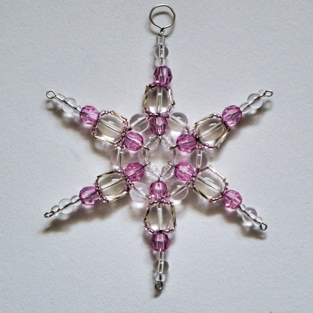 Clear/lavender Snowflake Decoration, Snowflake Sun-catcher, Snowflake ...