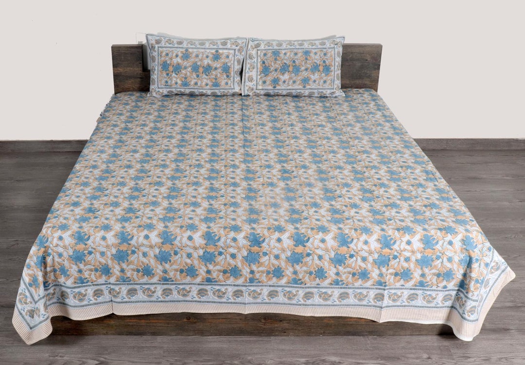 Hand Block Print Cotton Bedspread Home Furnishing Bedsheet for Bedroom ...