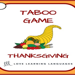 Thanksgiving Taboo Game - Family Fun for All Ages - Printable Download ...