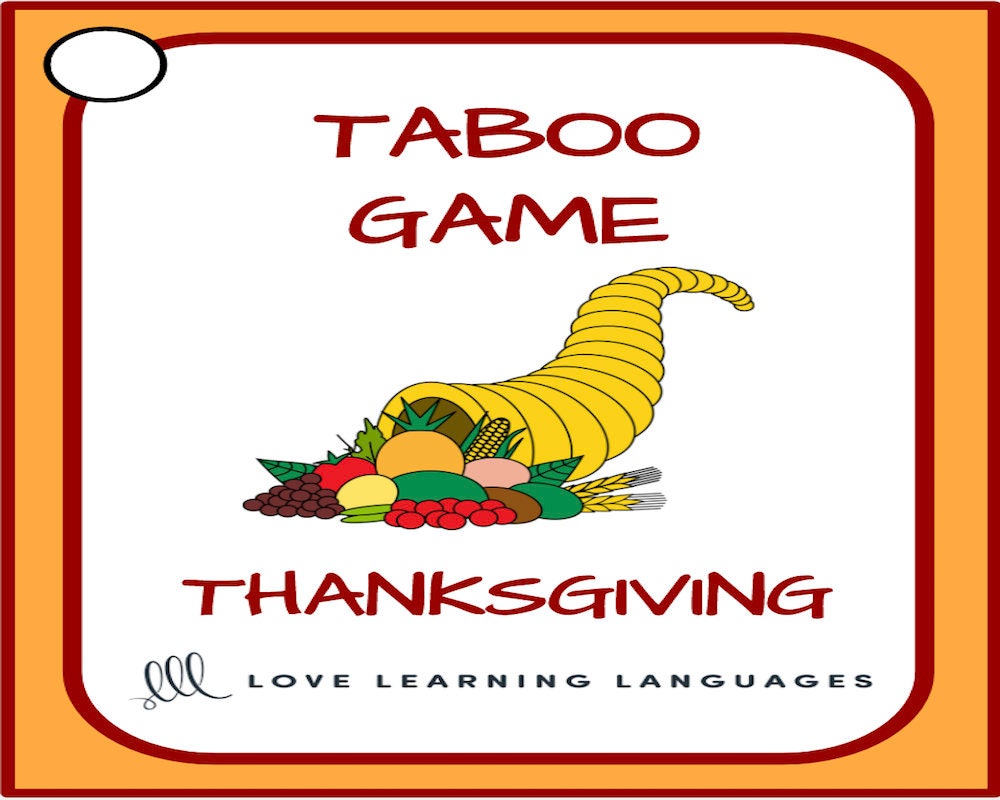 Thanksgiving Taboo Game - Family Fun for All Ages - Printable Download ...