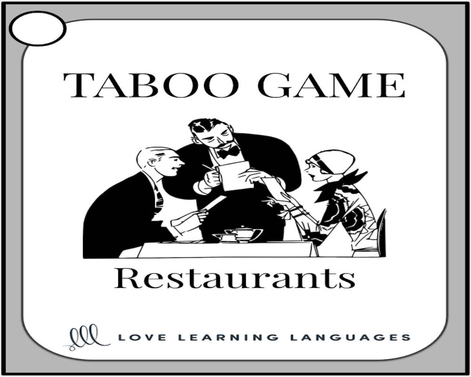 Restaurants Taboo Game - Family Fun for All Ages - Printable Download ...