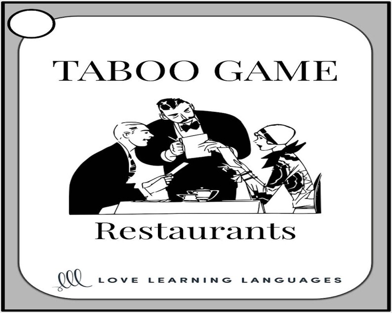 Restaurants Taboo Game - Family Fun for All Ages - Printable Download ...