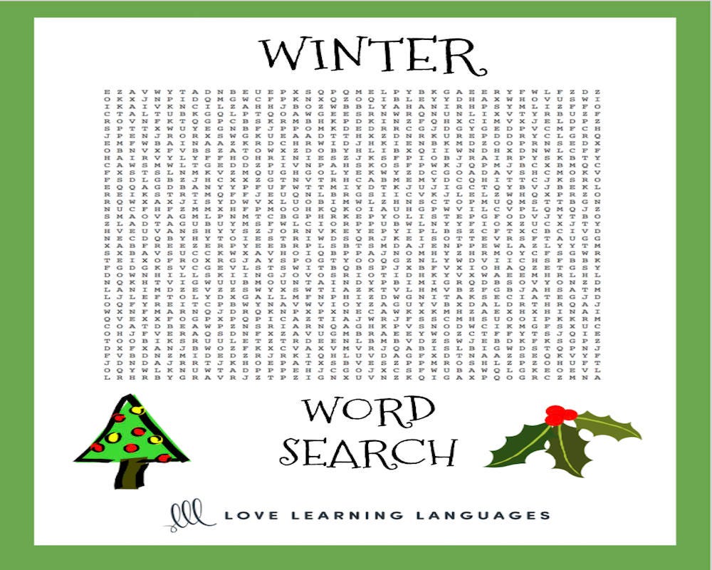 Winter Crossword Puzzle and Word Search - Party Game Printables - Etsy