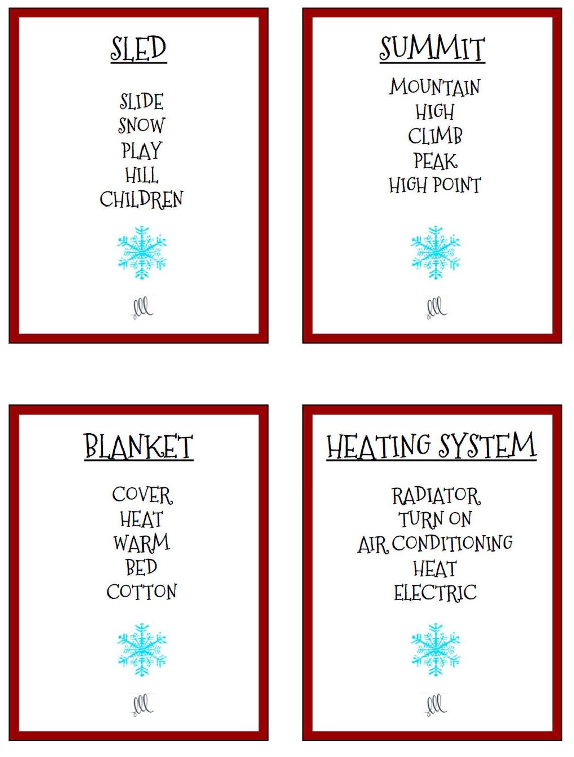 Winter Taboo Game - Family Fun for All Ages - Printable Download - Etsy