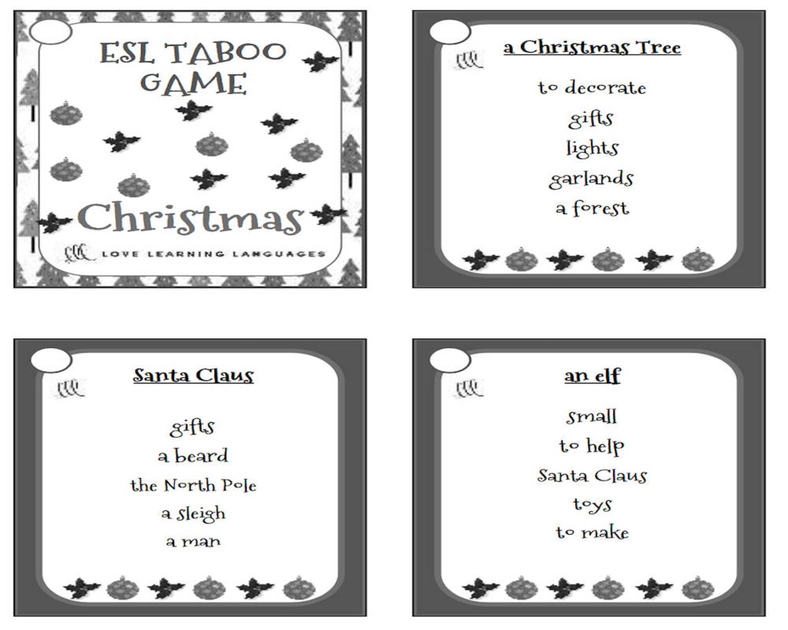Christmas Taboo Game Family Fun for All Ages Printable | Etsy