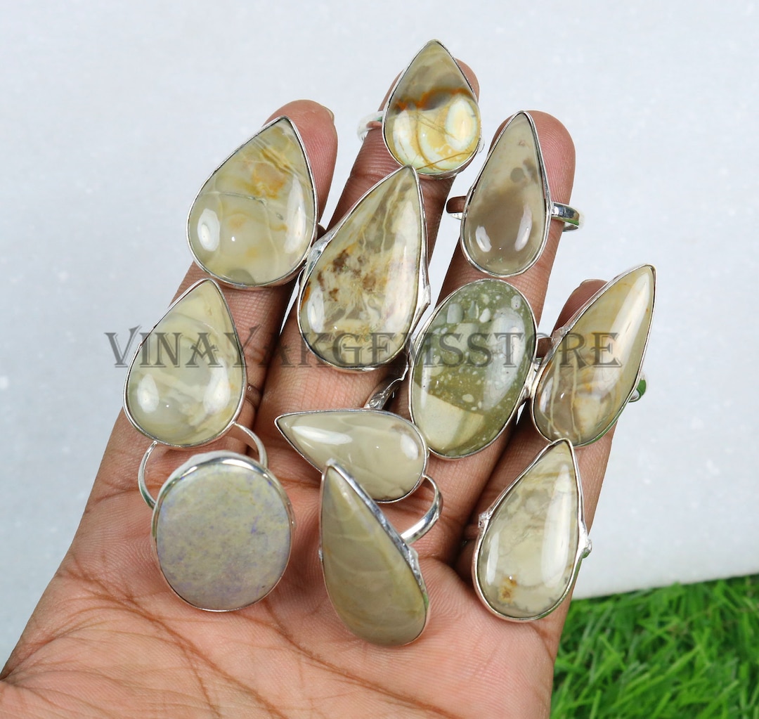 Trending Now Natural Flint Jasper Bezel Rings White Flint - Etsy