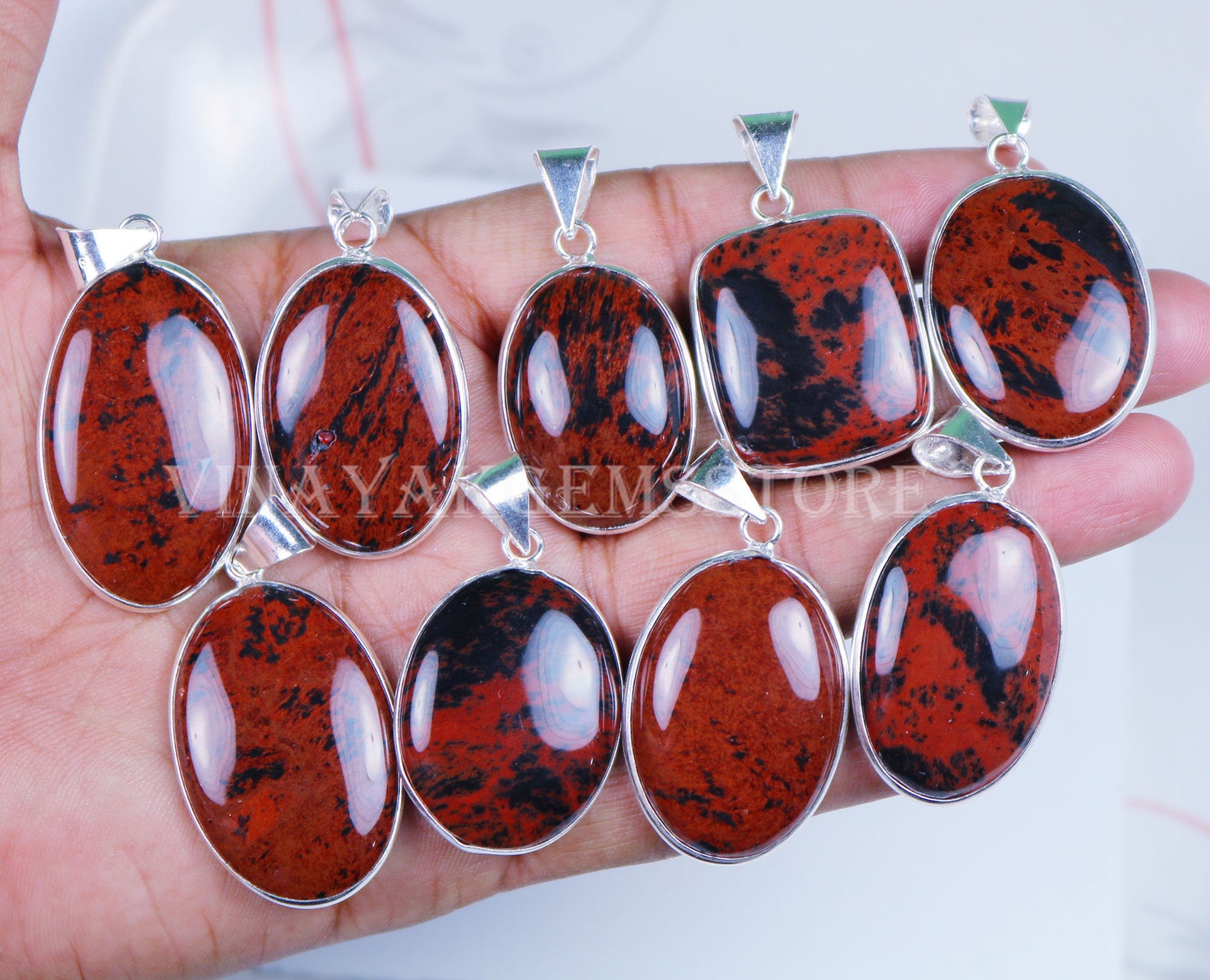 Wholesale Lot Natural Red Obsidian Gemstone 925 Solid - Etsy UK