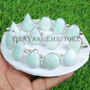 Exclusive Arrive Natural Amazonite Bezel Rings, Green Amazonite ...