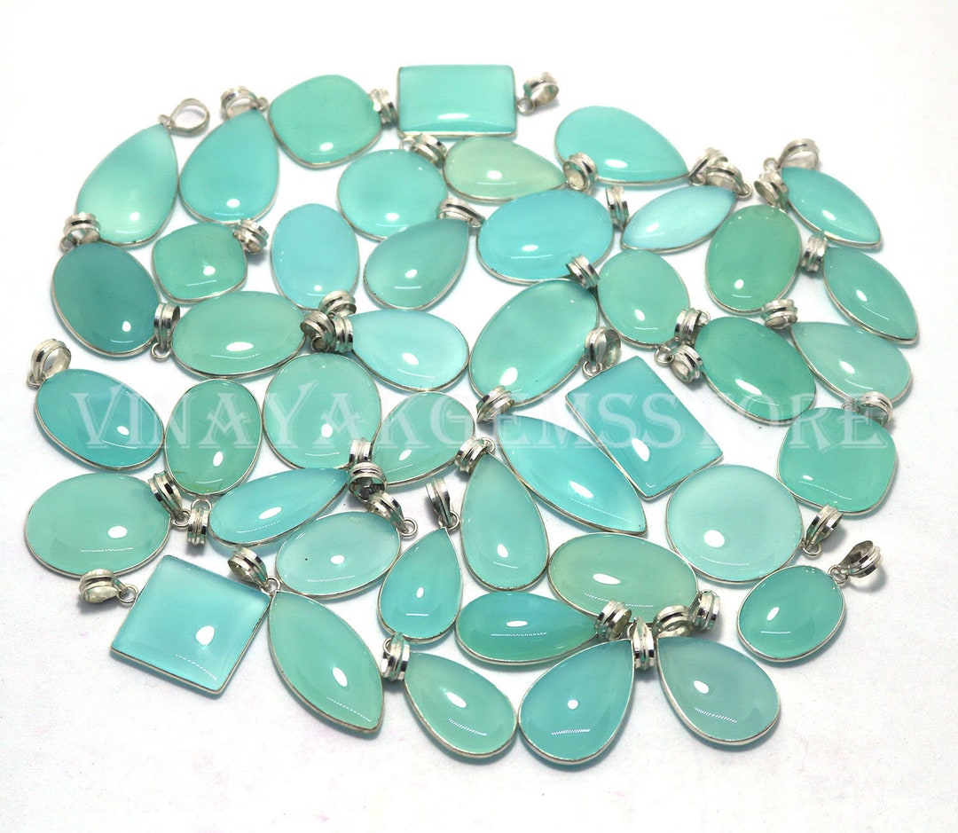 Exclusive Arrive Natural Aqua Chalcedony Pendants, Aqua Chalcedony ...