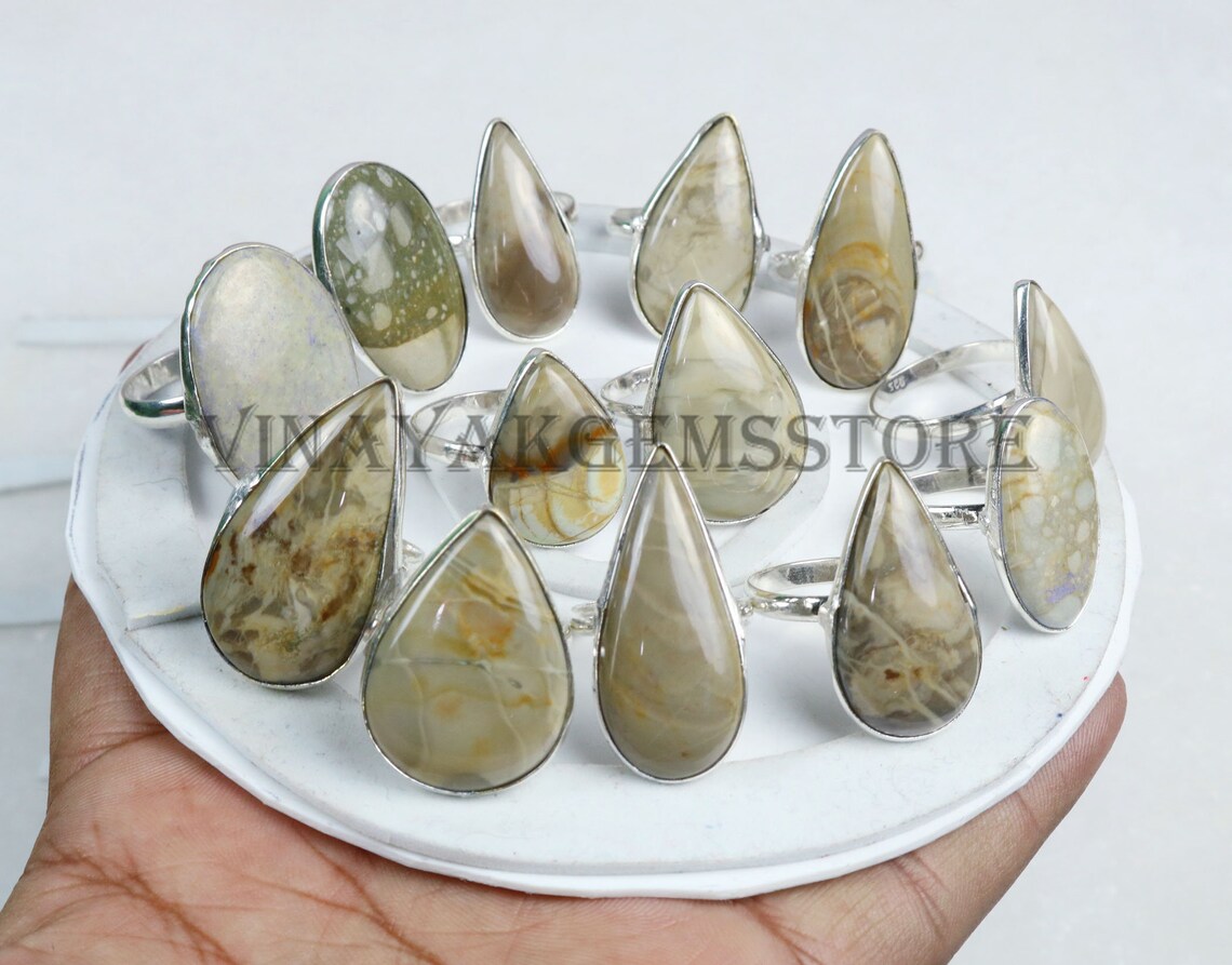 Trending Now Natural Flint Jasper Bezel Rings White Flint - Etsy