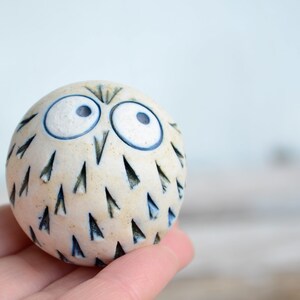 Small Owl Handmade Ceramic Bead Collectible, Garden Sculpture Owl, Owl ...
