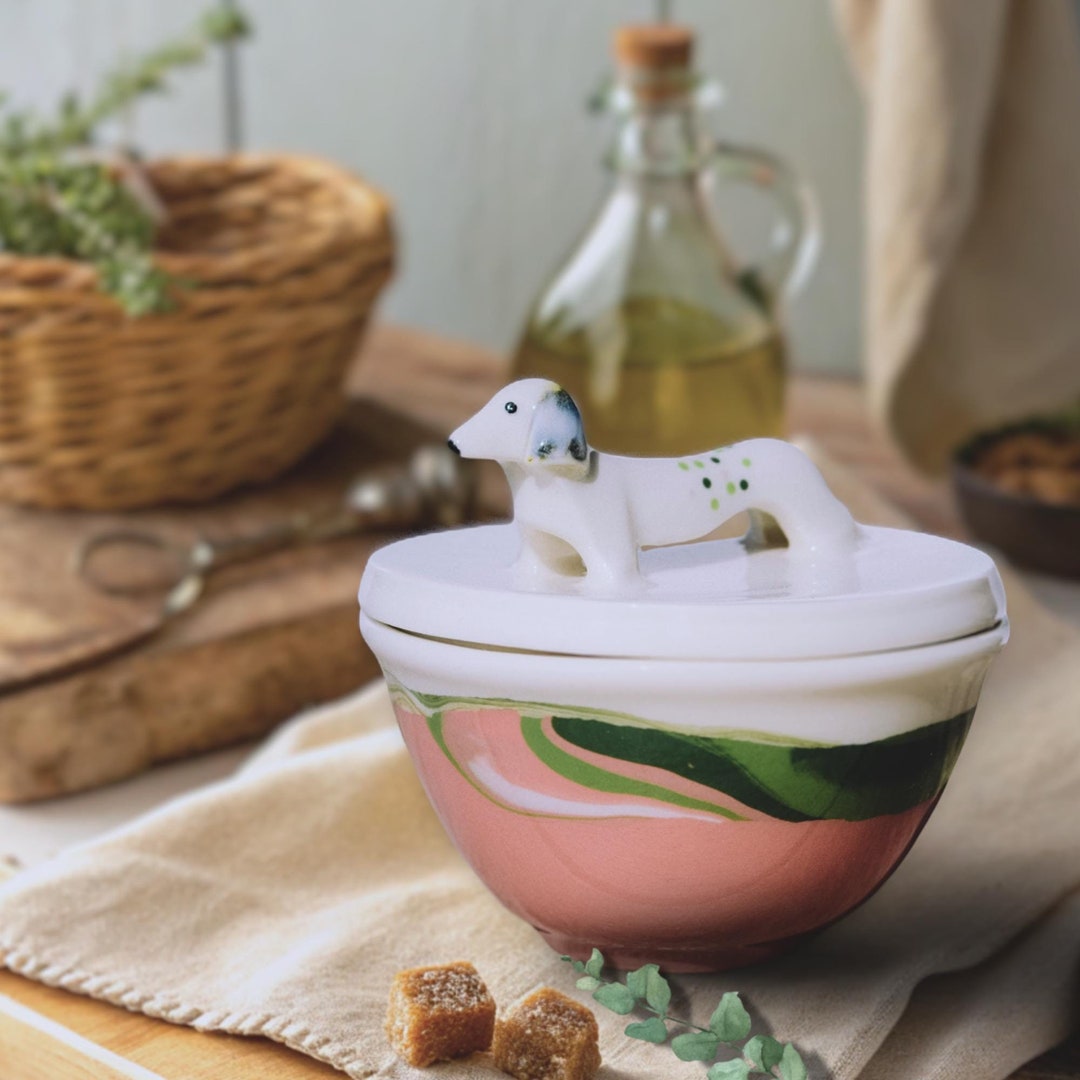 Handmade Ceramic Salt Cellars With Dog Lid, Salt Pigs, Salt Pots, Pink ...