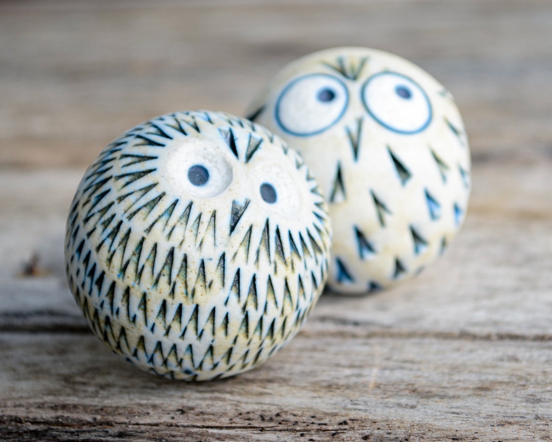 Small Owl Handmade Ceramic Bead Collectible Garden Sculpture - Etsy