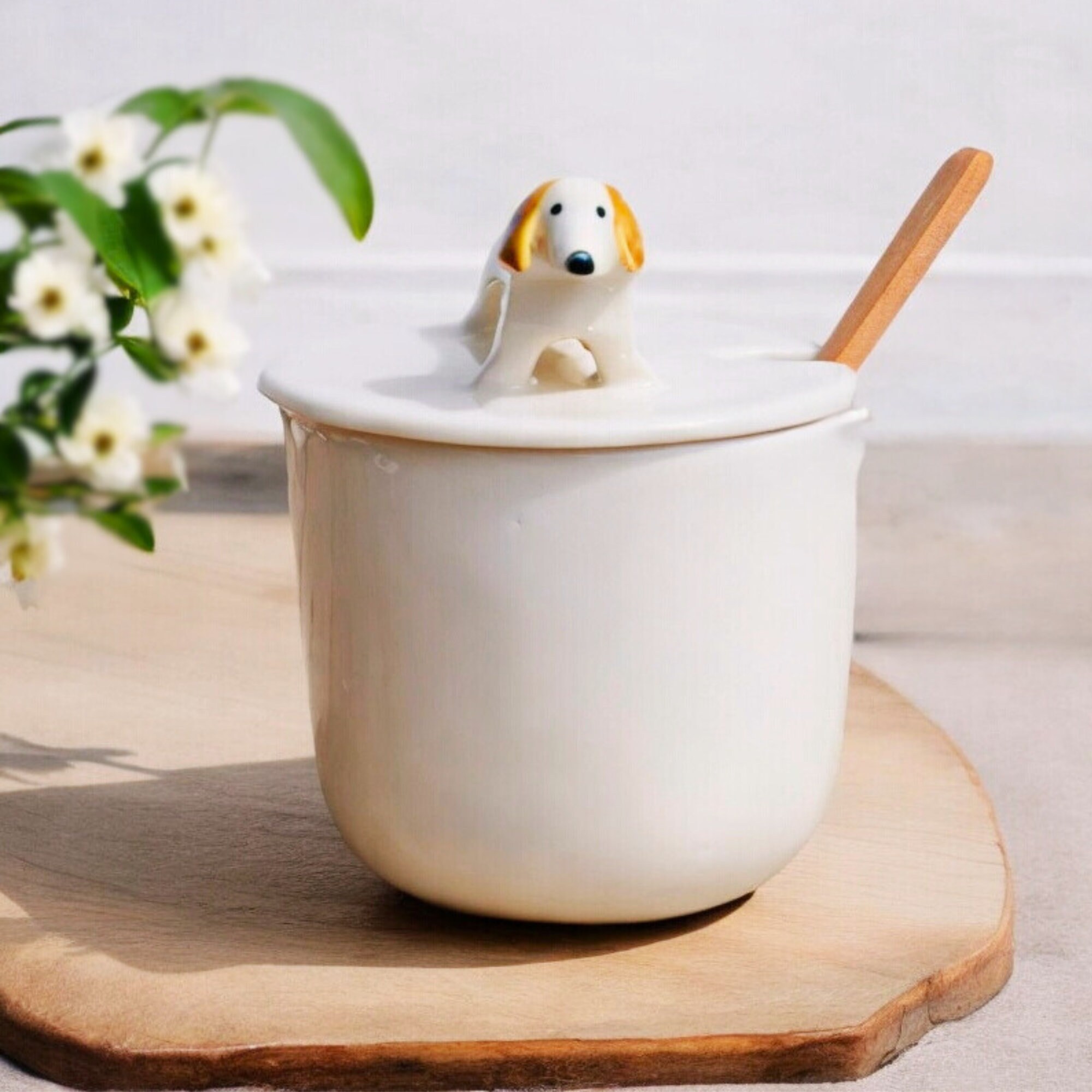 Dachshund Handmade Porcelain Salt/sugar Bowl, Dog-themed Kitchen Decor ...