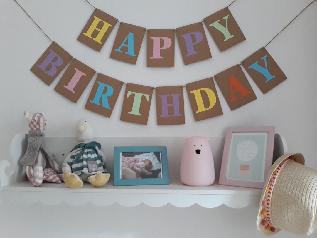 Happy Birthday Banner Rustic Birthday Banner Natural Happy Birthday ...