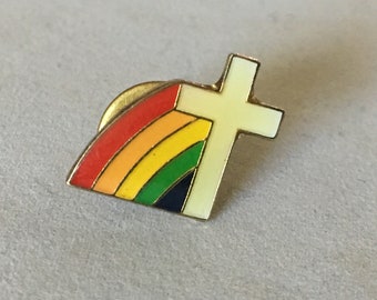 Rainbow cross pin | Etsy