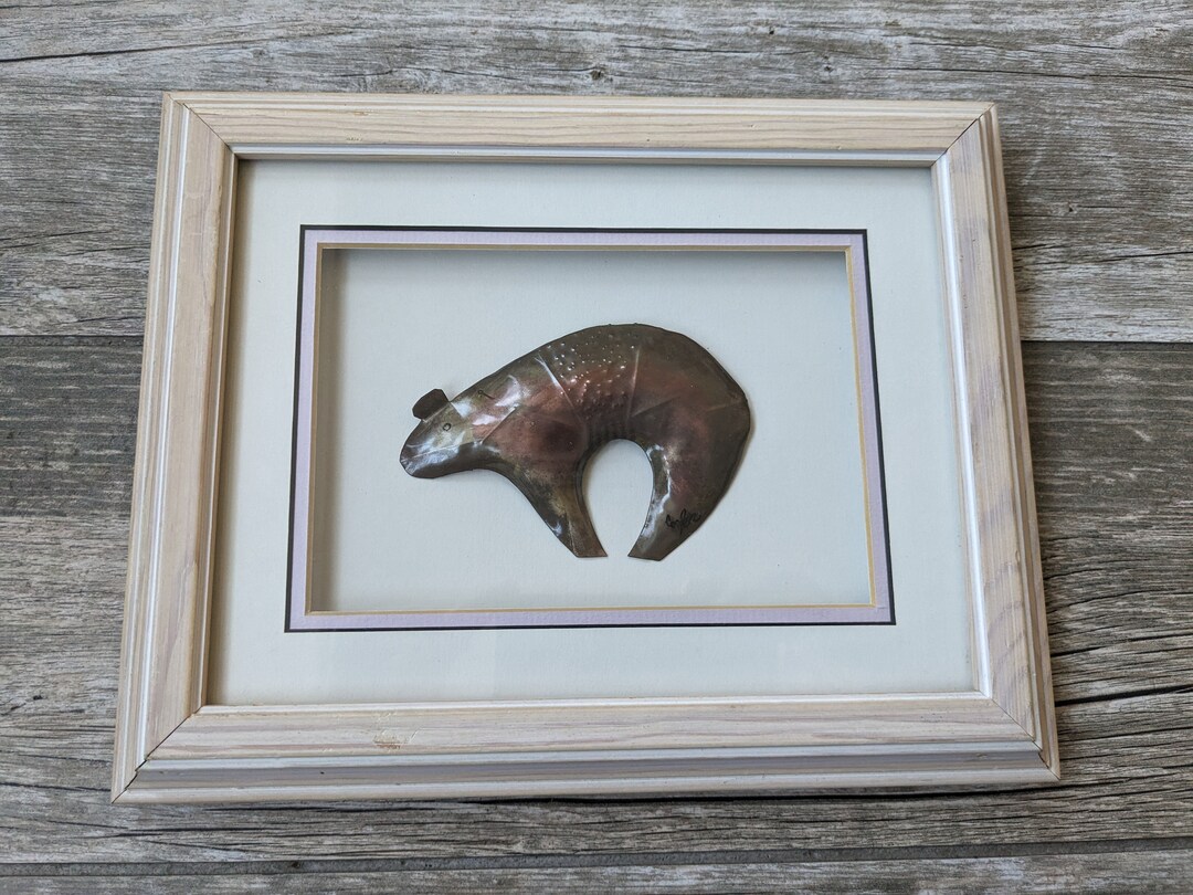 Bob Cooper Copper Bear Signed Framed Picture Vintage Collectible ...