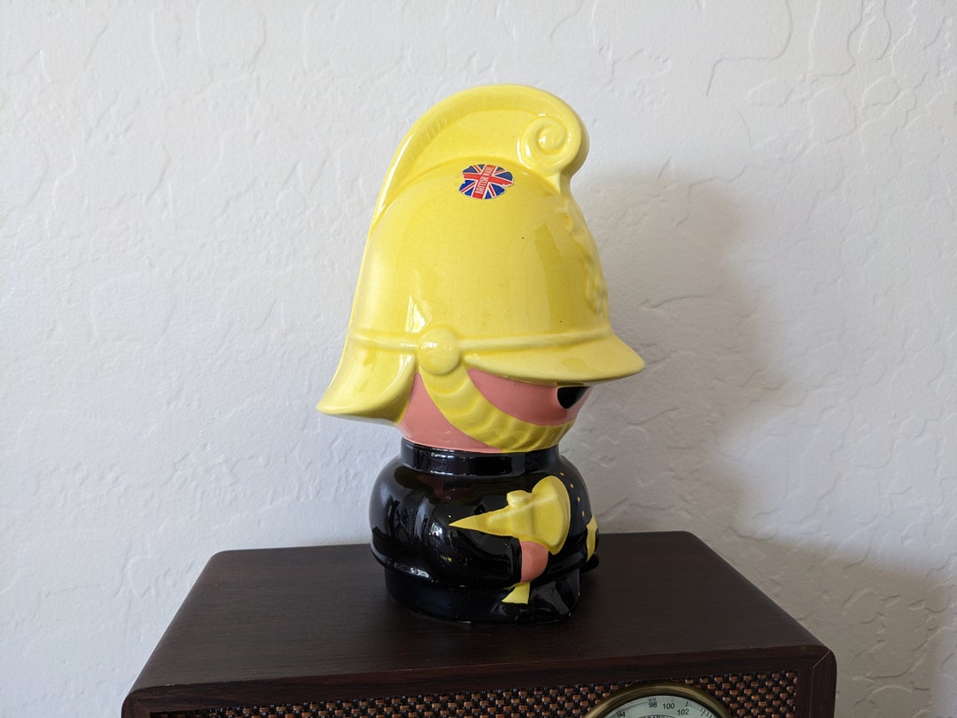8 British Firefighter Coin Bank Figurine Ceramic Collectible Made in ...