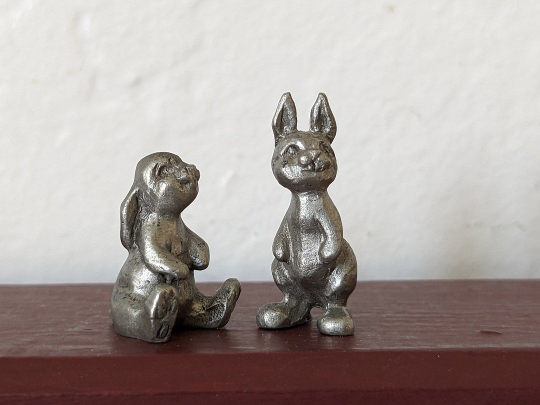 Miniature Bunny Rabbit Pewter Figurine Pair Rabbits - Etsy