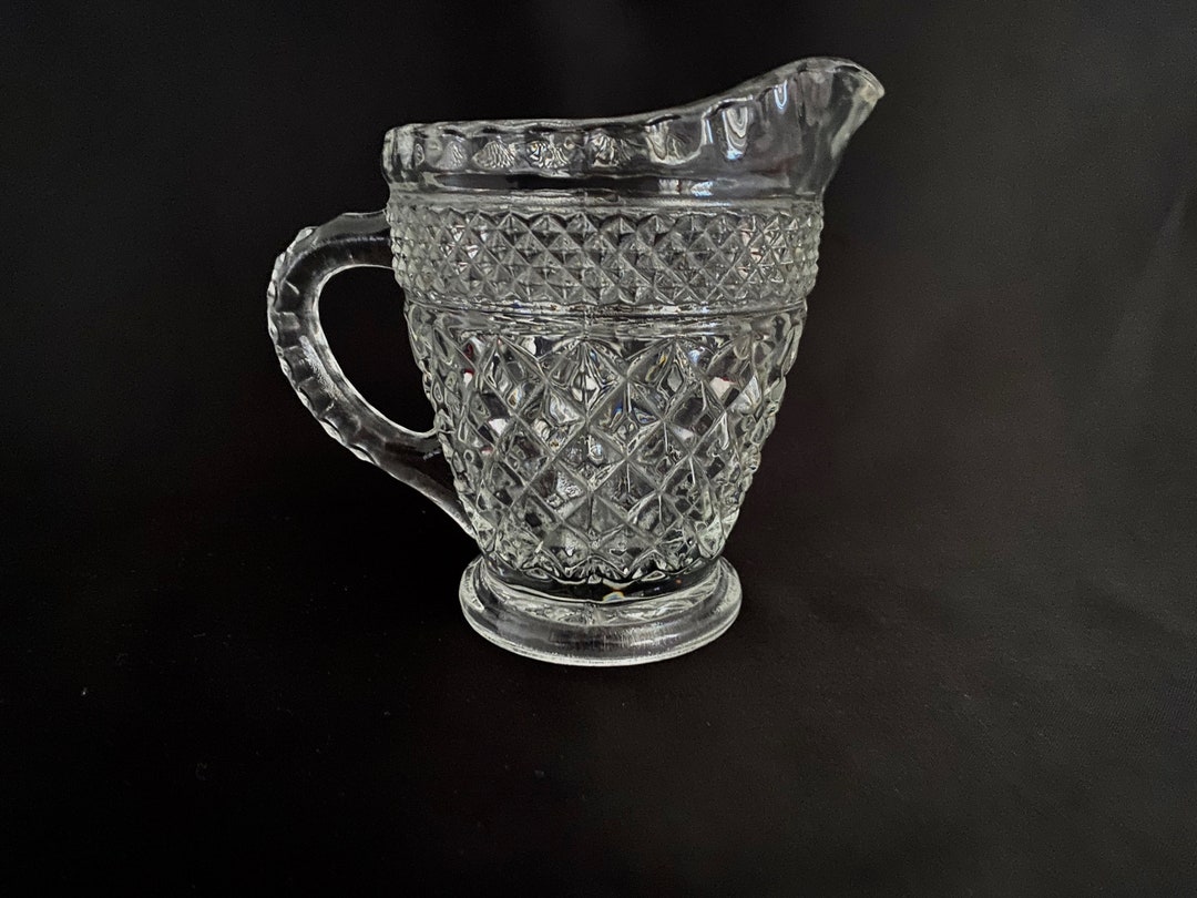Pressed Glass Jug/ Creamer/ Sauce Gravy Custard Jug / Intricate Pattern ...