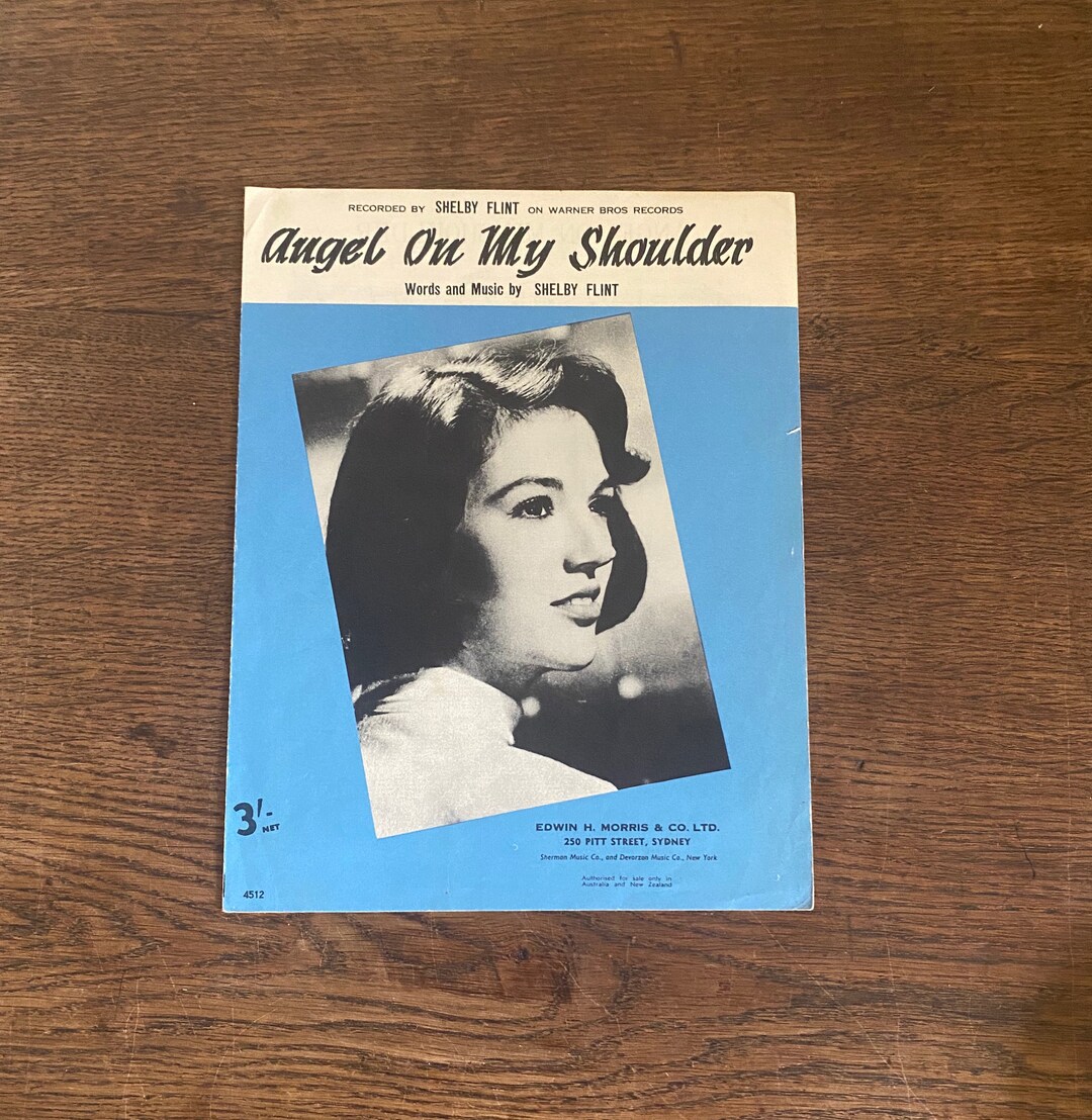 Vintage (1961) Sheet Music, “angel on My Shoulder”, Performed and ...