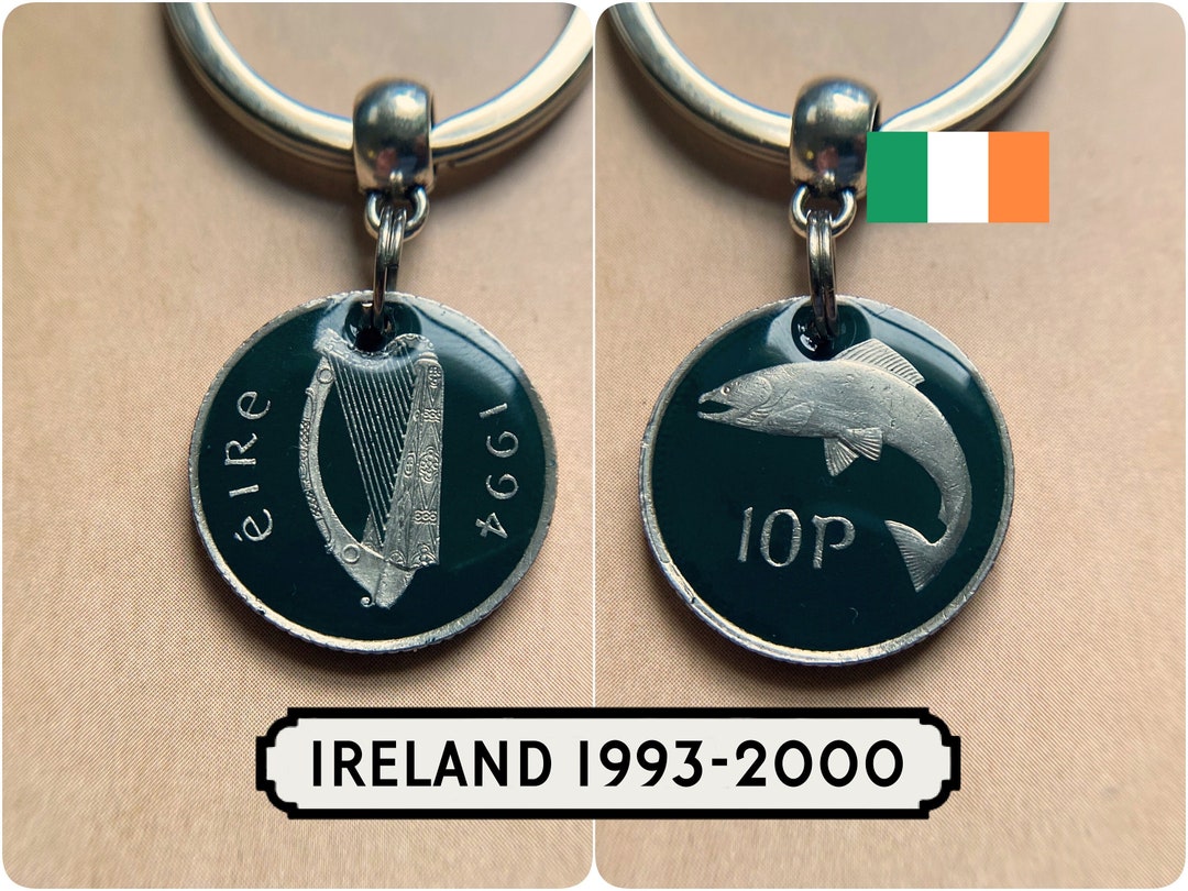 Old Irish Coin Keyring / 1993 1994 1995 1996 1997 1998 1999 2000 ...