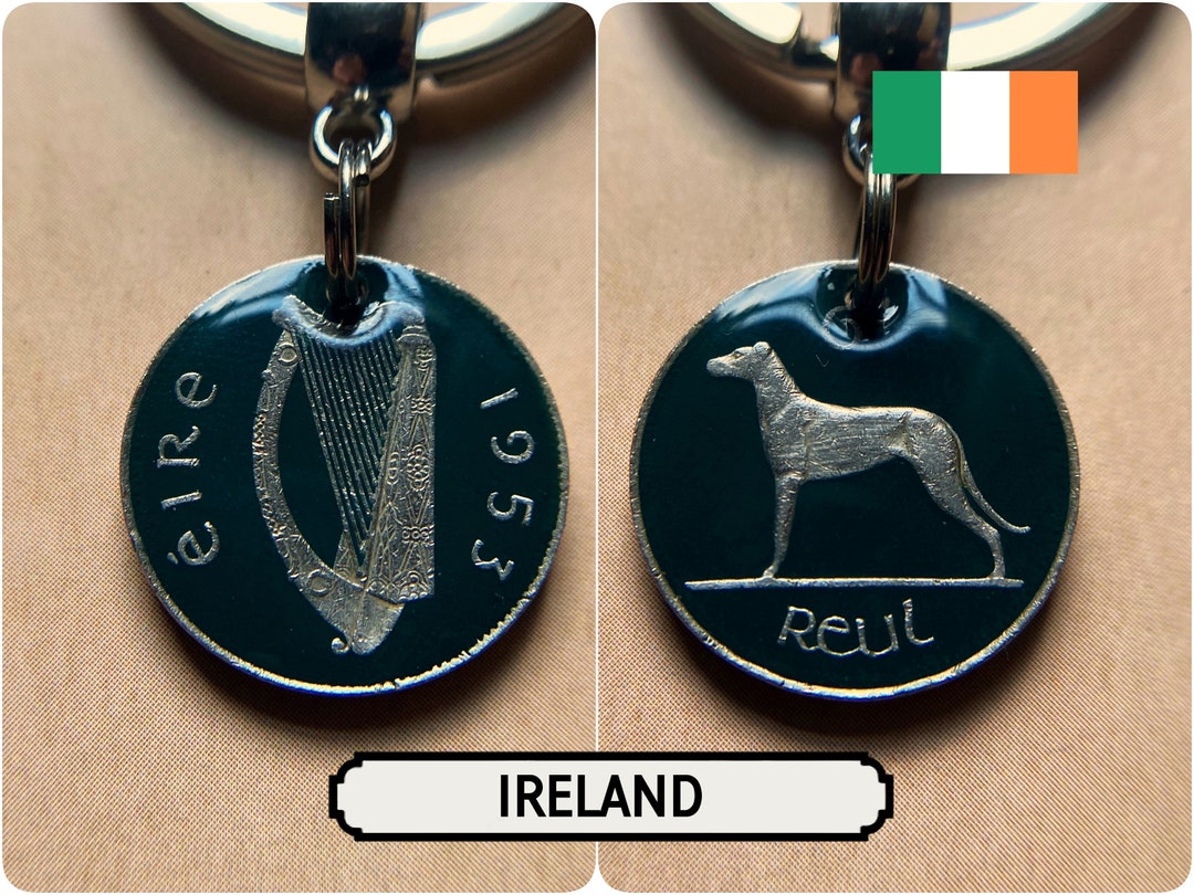 Lucky Silver Sixpence Keyring / Old Irish Coin / Greyhound & Harp /1928 ...