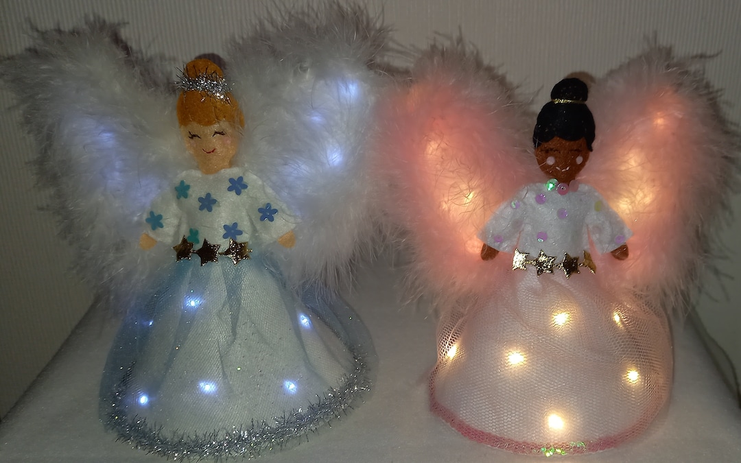 Light up Angel Tree Topper, BAME, Black Angel, Christmas Angel, Light ...