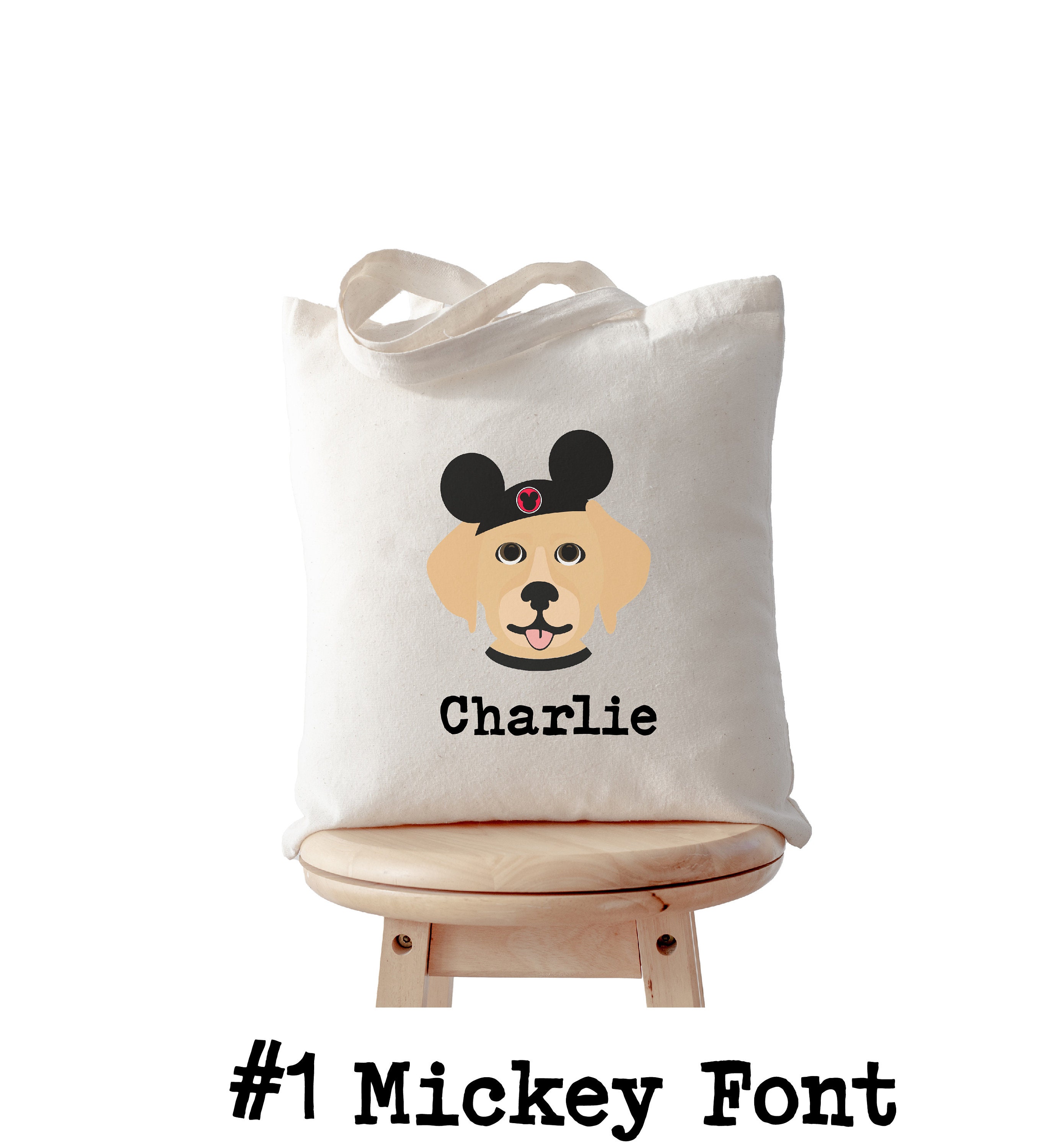 Yellow Lab Mickey, Canvas Tote Bag, Custom Mouse Ears Tote Bag, Book ...