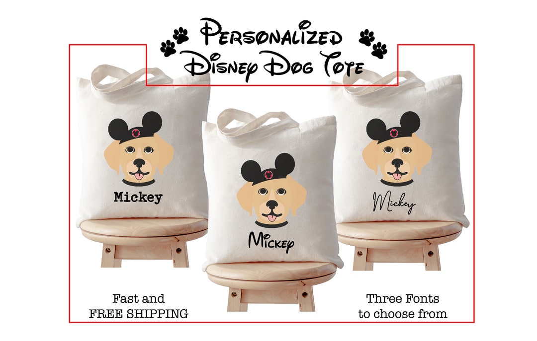 Yellow Lab Mickey, Canvas Tote Bag, Custom Mouse Ears Tote Bag, Book ...