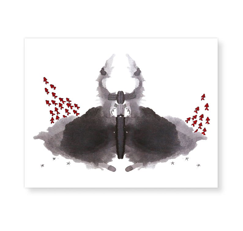 Rorschach Ink Illustration Art Prints Set of 4 - Etsy