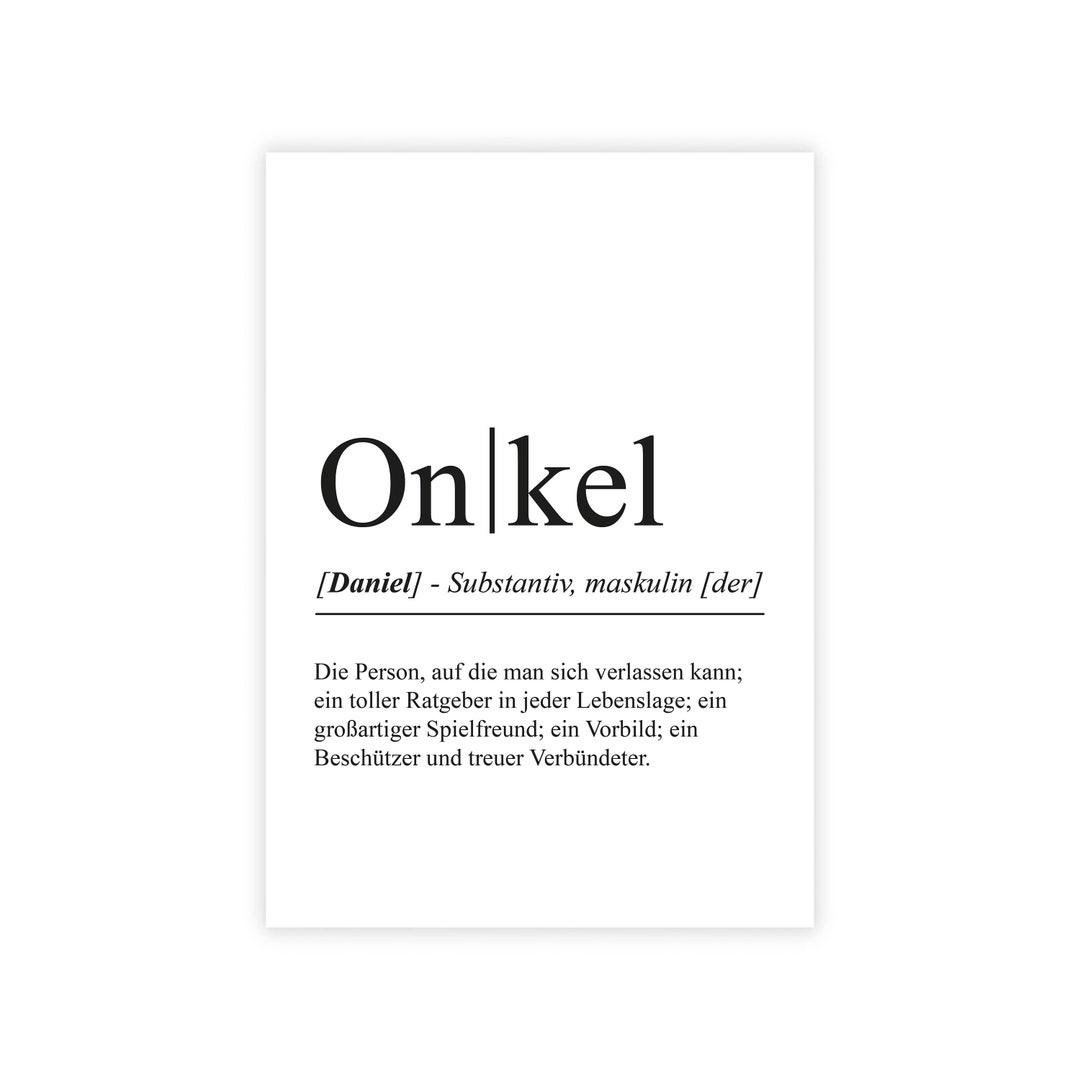 Personalisiertes Bild "Definition ONKEL" zum Geburtstag Bedanken bester ...