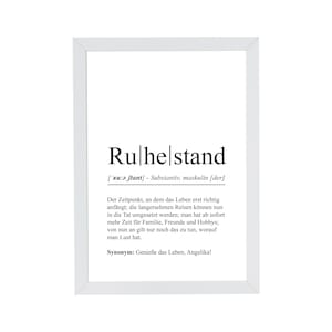 Personalisiertes Bild "Definition RUHESTAND" Geburtstag Bedanken ...
