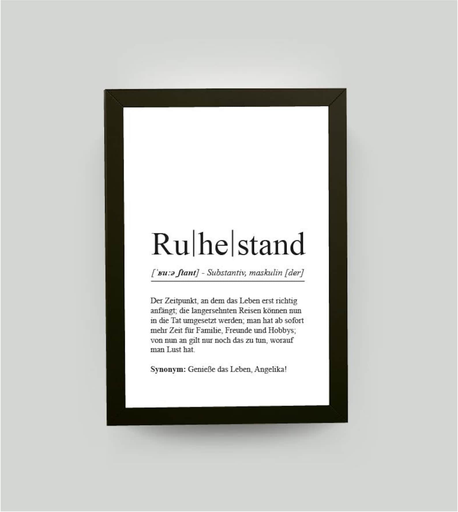 Personalisiertes Bild Definition RUHESTAND - Etsy.de