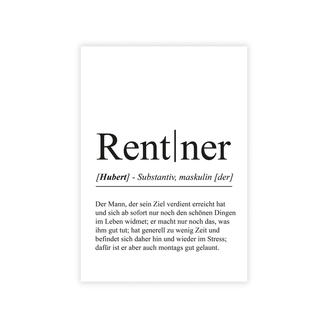 Personalisiertes Bild "Definition RENTNER" Geburtstag Bedanken bester ...